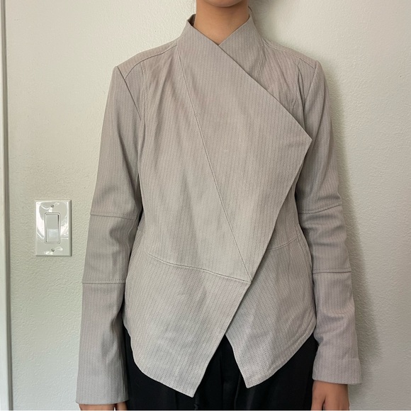 G.I.L.I. | Jackets & Coats | Gilli Genuine Leather Jacket Gray Cardigan ...